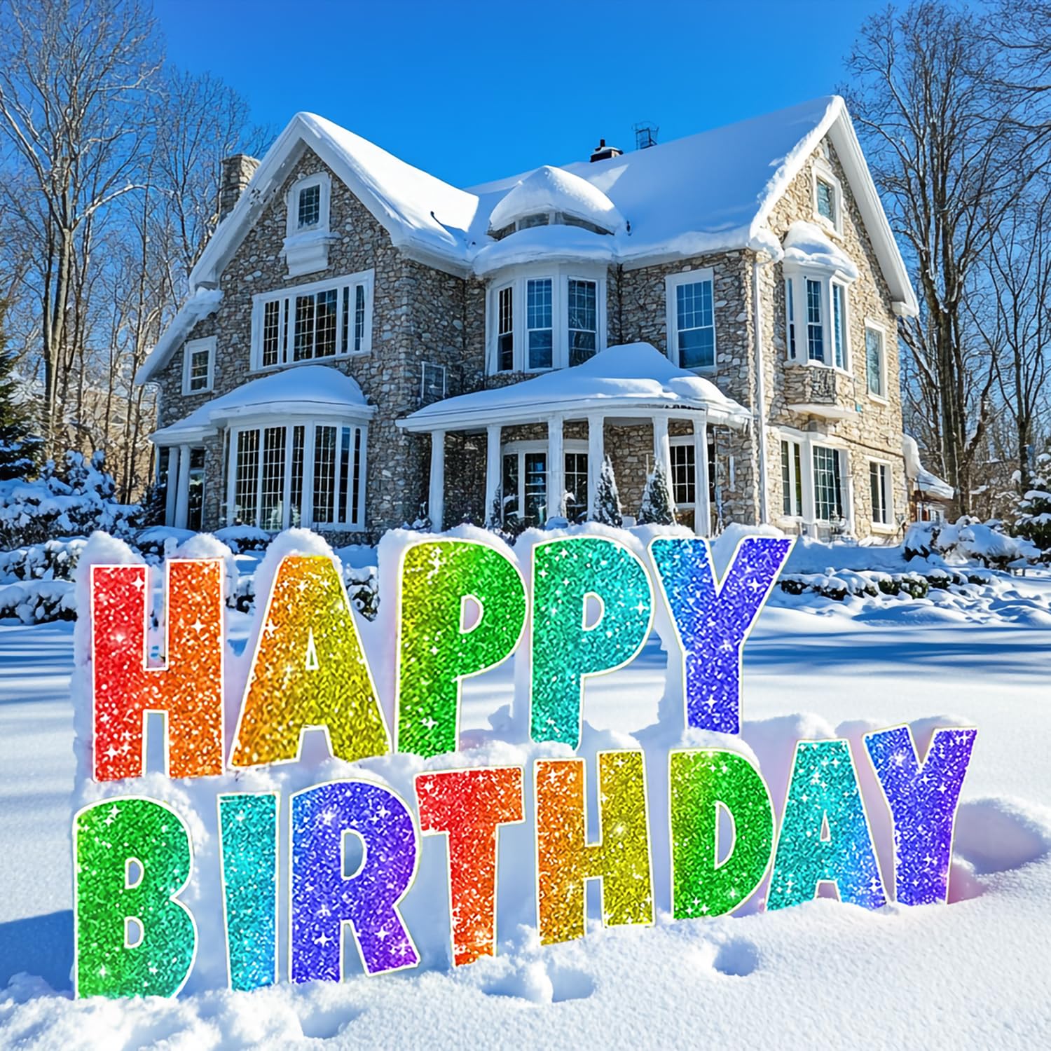 Coonoe Happy Birthday Yard Sign with Metal Stakes - 16” Outdoor Lawn ...