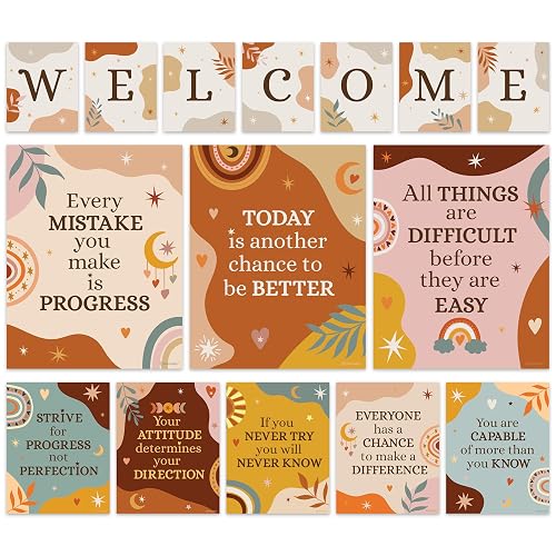Decorably 15 Boho Welcome Sign for Classroom, Matte-Laminated ...