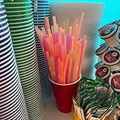 Amazon.com: [500 Pack] Neon Colored Drinking Straws - Flexible ...