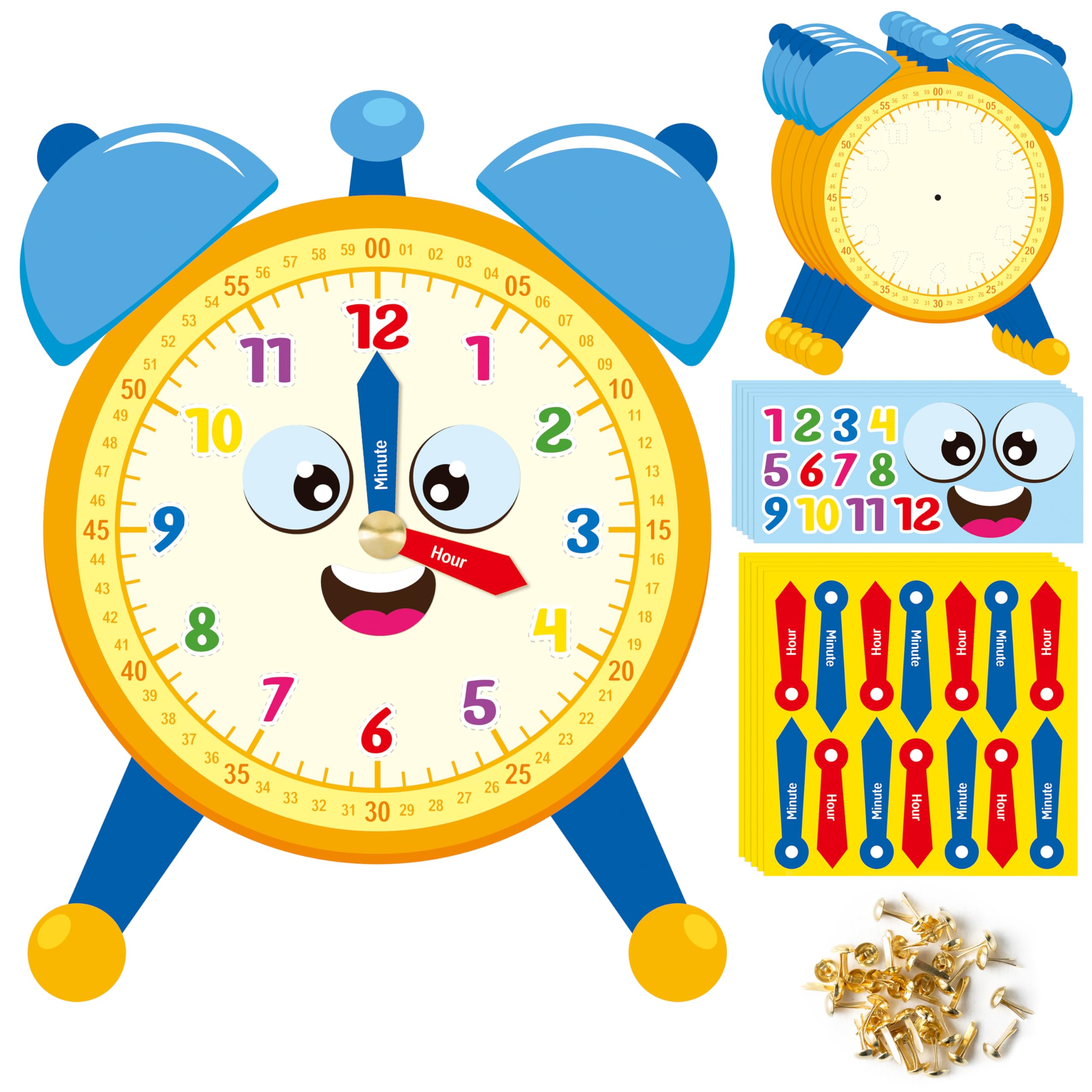 WATINC Telling Time Learning Clock Craft - 28Pcs DIY Learning to Tell ...