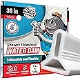 Shower Threshold Water Dam Barrier 39" - White Collapsible Shower Water ...