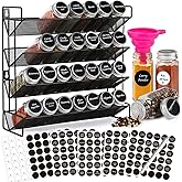 4-Tier Spice Rack Organizer + 26Pcs 4oz Spice Jars with Label ...