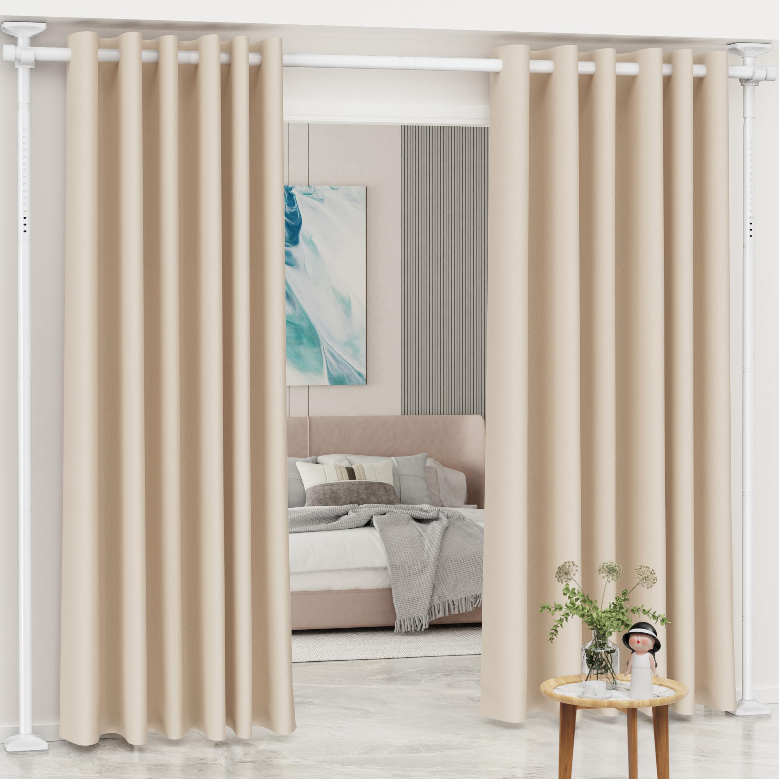 SUNALLY Room Divider Curtain Rod - No Drilling Partition Room Dividers ...