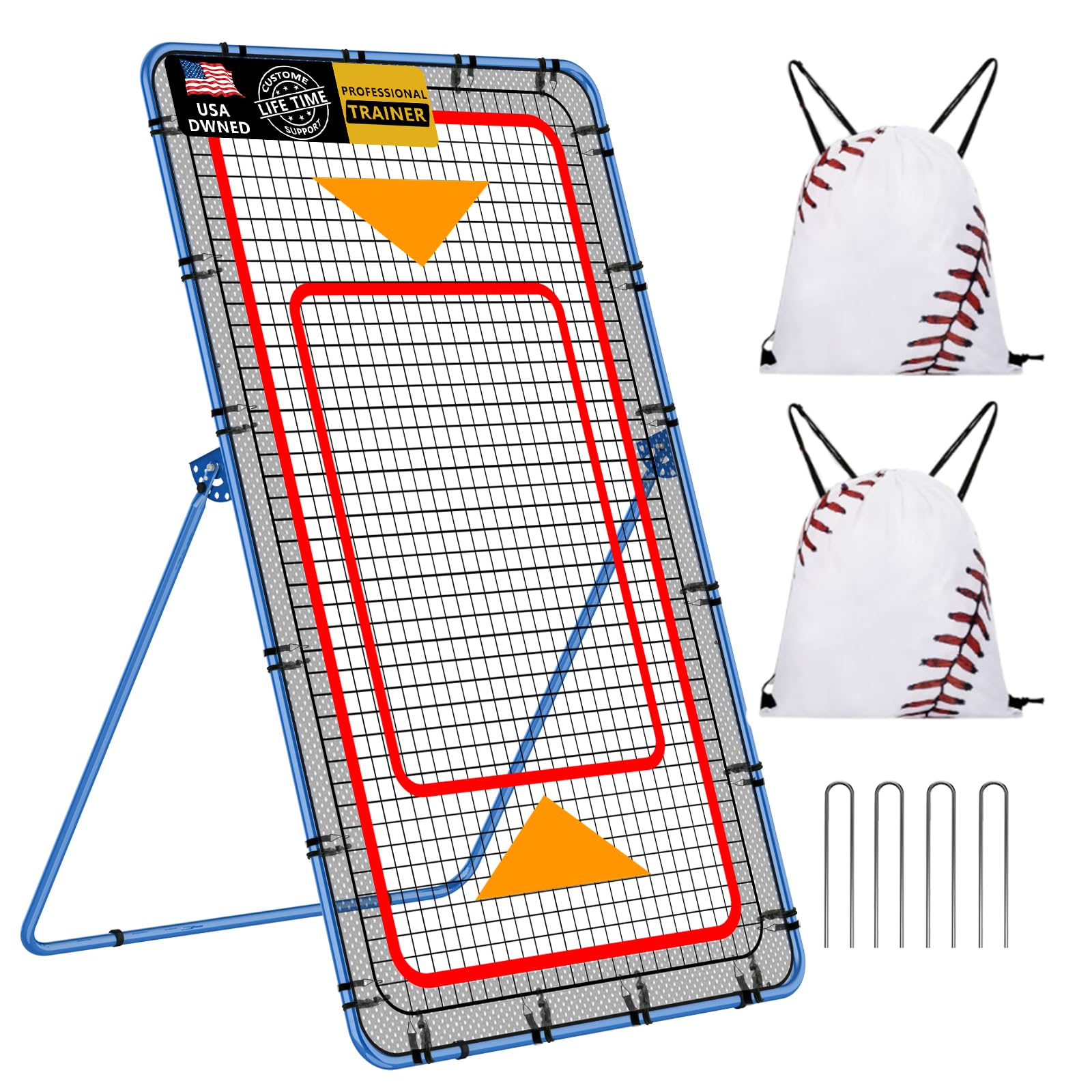 YNSZAS ??? ??????? [2+1] Pitch Back Rebounder Net, 6 x 3.65 FT ...