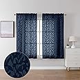 Amazon.com: Lecloud Leia Clip Semi Sheer Navy Blue Curtains 45 Inch Length 2 Panels, Light ...