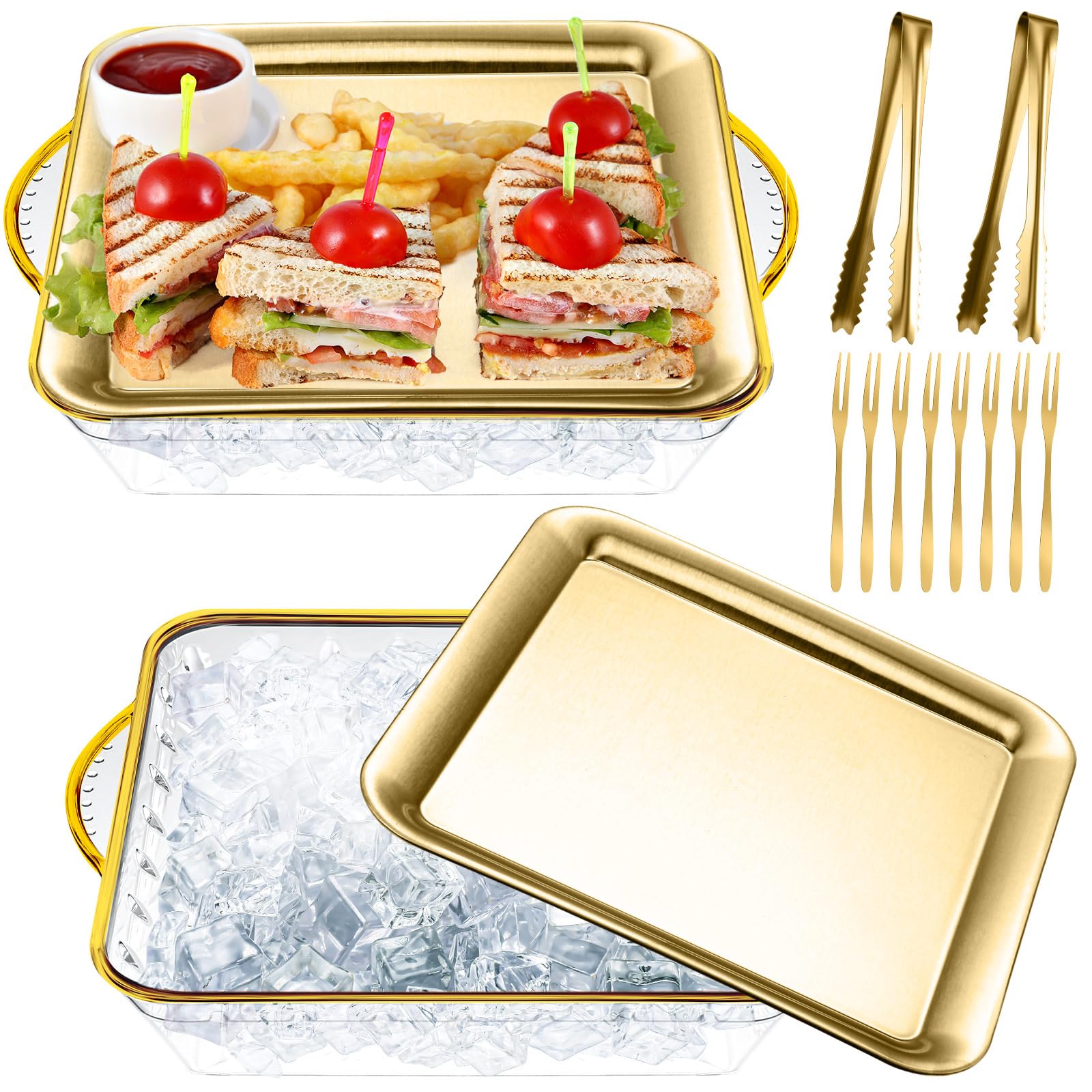 Baderke 9" Chilled Serving Tray for Parties with Compartments Ice ...