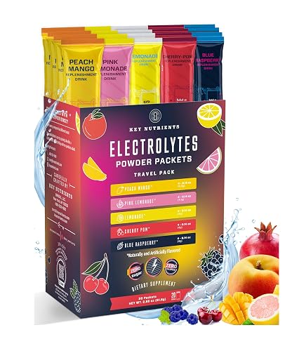 KEY NUTRIENTS Electrolytes Powder Packets 20 Pack - No Sugar, 5 ...