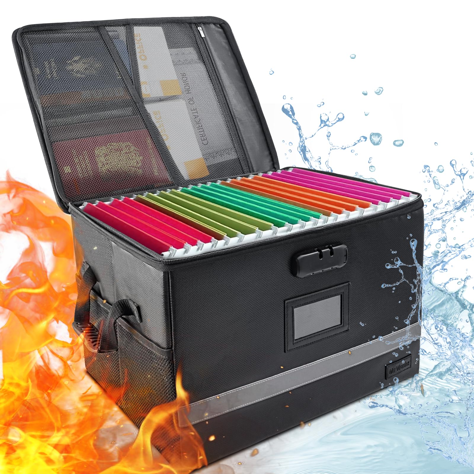 Fireproof Document Box with Lock, Waterproof File Safe Box Anti-Static ...