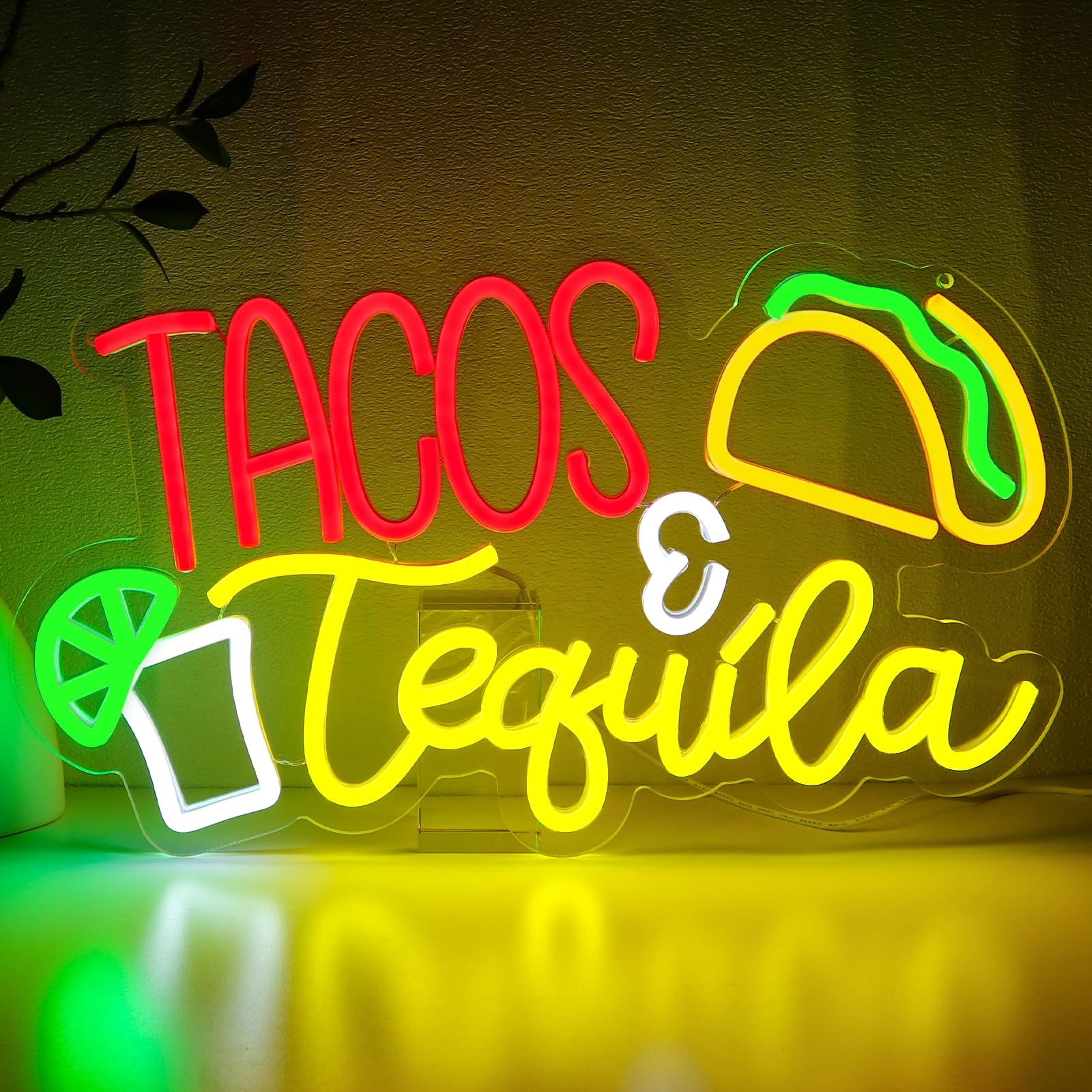 PMCVYH Tacos And Tequila Neon Sign for Wall Decor, Led Taco Signs, USB ...