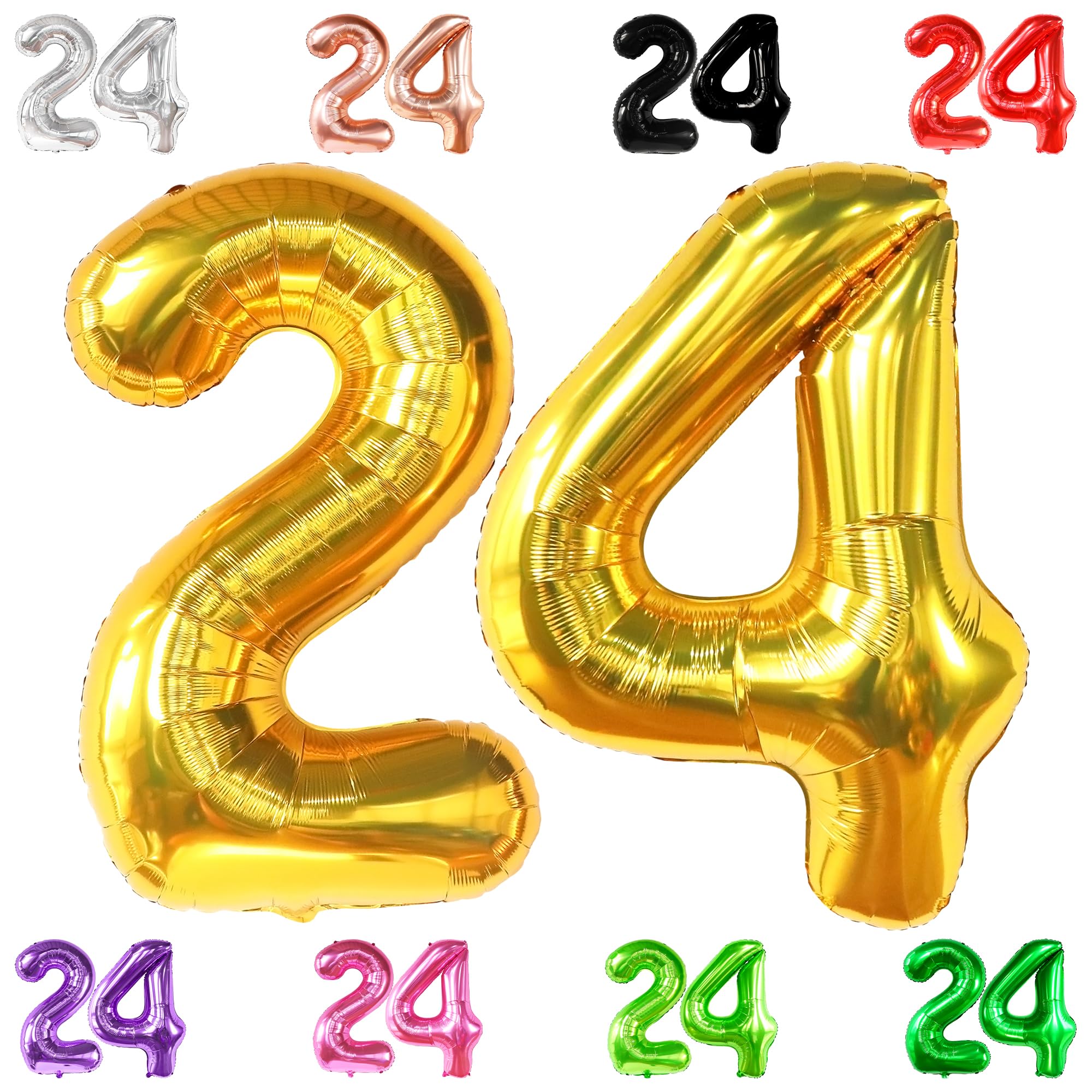 KatchOn, Huge Gold 24 Balloon Numbers - 40 Inch | Gold 24 Balloons, 24 Birthday Decor For Women ...