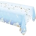 Amazon.com: 9 x 5 Ft Fabric Snowflake Tablecloth for Winter Wonderland ...