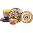 Amazon.com | Bico Tunisian Ceramic 12 pcs Dinnerware Set, Service for 4 ...