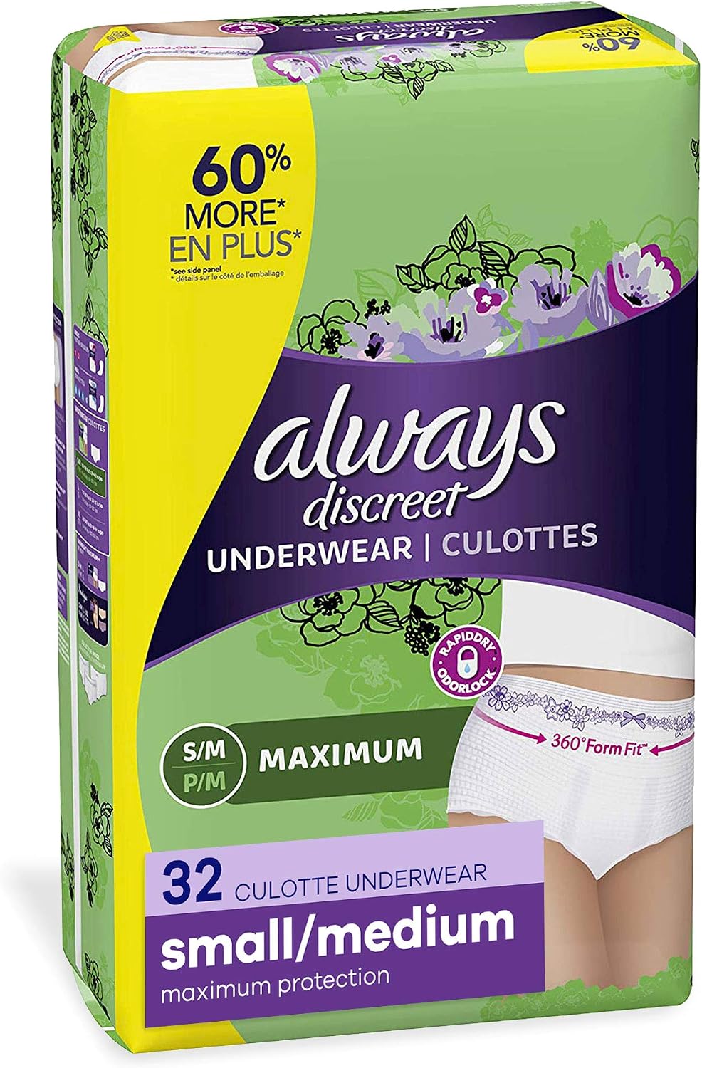 Always Discreet, Incontinence Underwear, Maximum Absorbency, Small ...