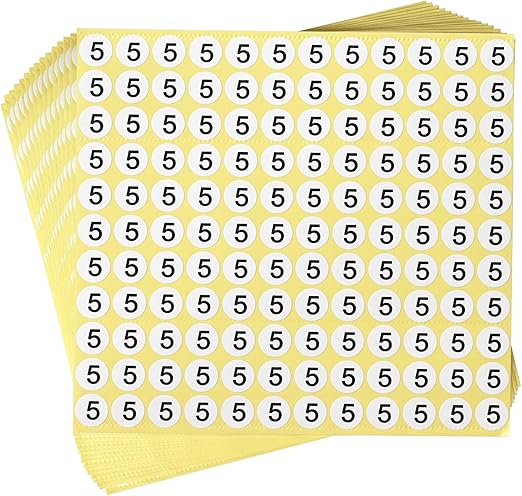 Amazon.com : dealzEpic - Number Stickers - Number 5 Round Self Adhesive ...