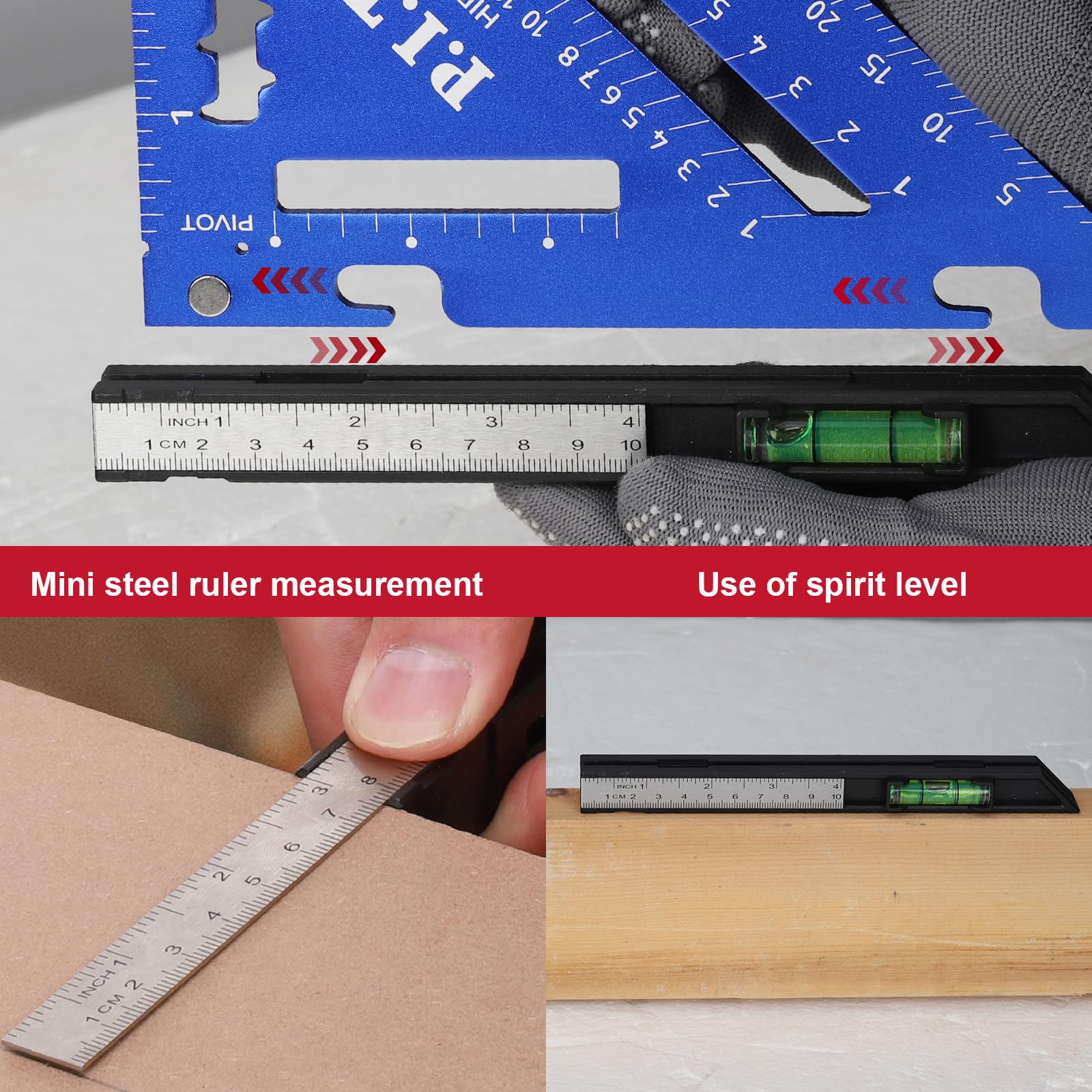 Mua P.I.T. 7" Carpenter's Triangle Square with Bubble Level/Stainless ...