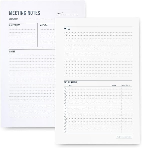 Amazon.com : Meeting Notes Notepad - Modern Work Meeting & Project ...