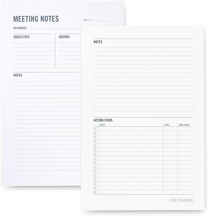 Amazon.com : Meeting Notes Notepad - Modern Work Meeting & Project ...