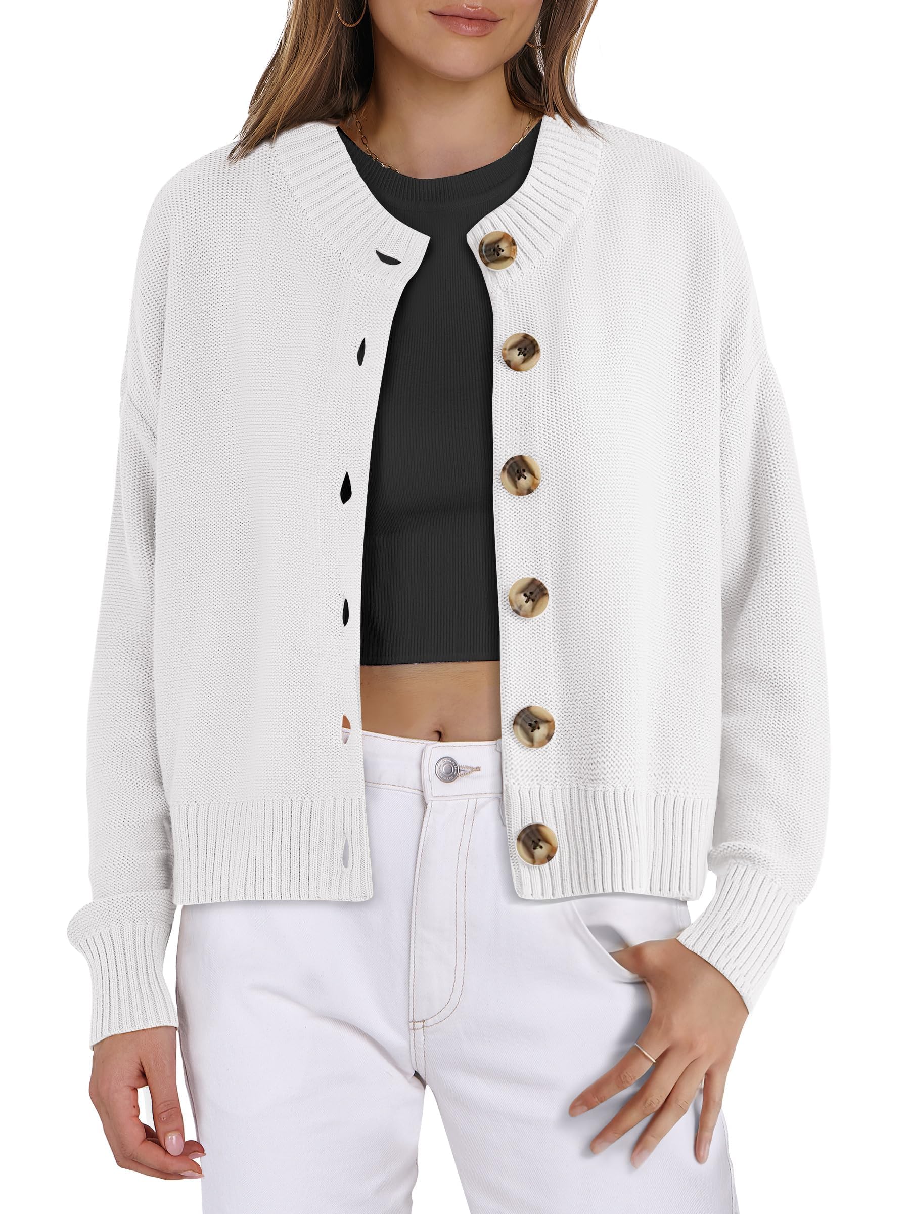 ioiohahaun Women Knit Cardigans Sweater Open Front Button Down Long ...