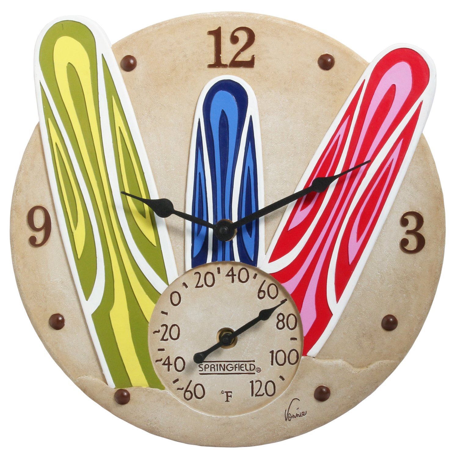 Amazon.com : Springfield Clock with Thermometer (Surfboard) : Garden ...