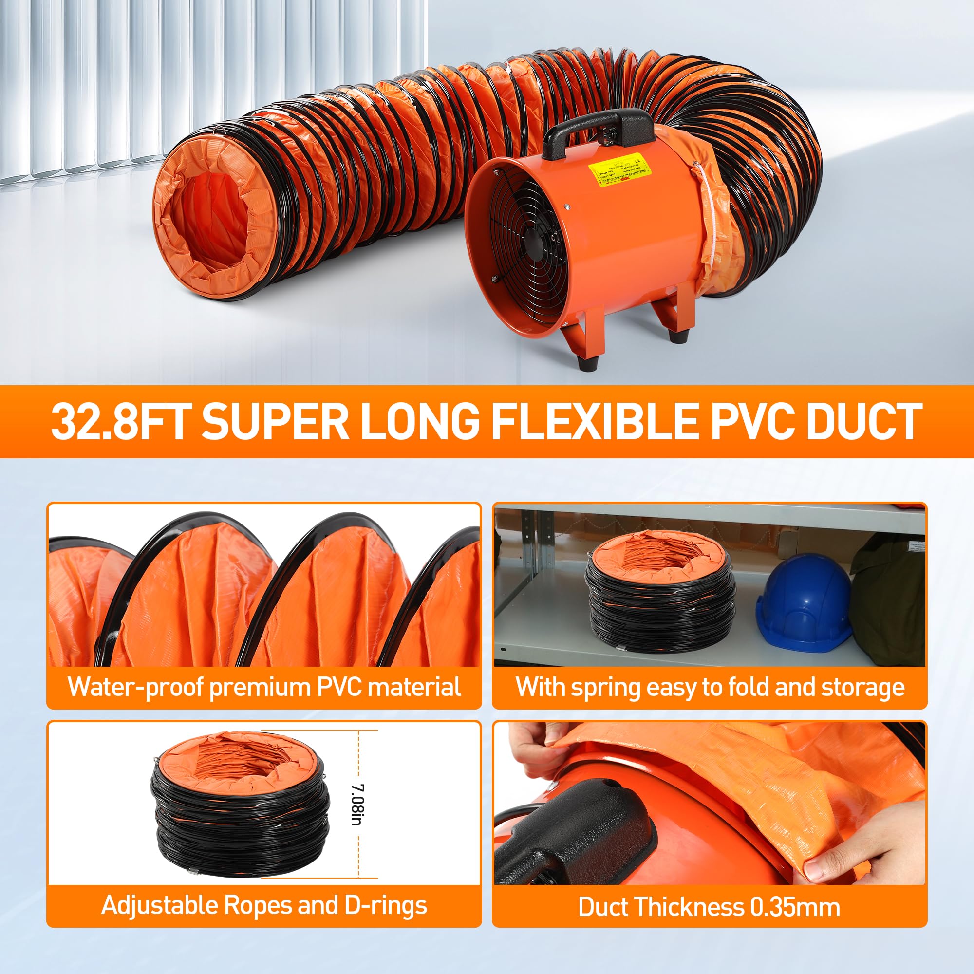 Mua 12 Inches Utility Blower/Exhaust with 32.8 FT Hose Fan, 3300 r/min ...