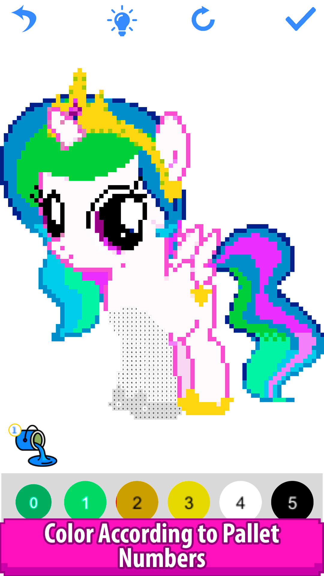 Pony Color By Number - Unicorns Pixel Art Coloring Book:Amazon.com ...
