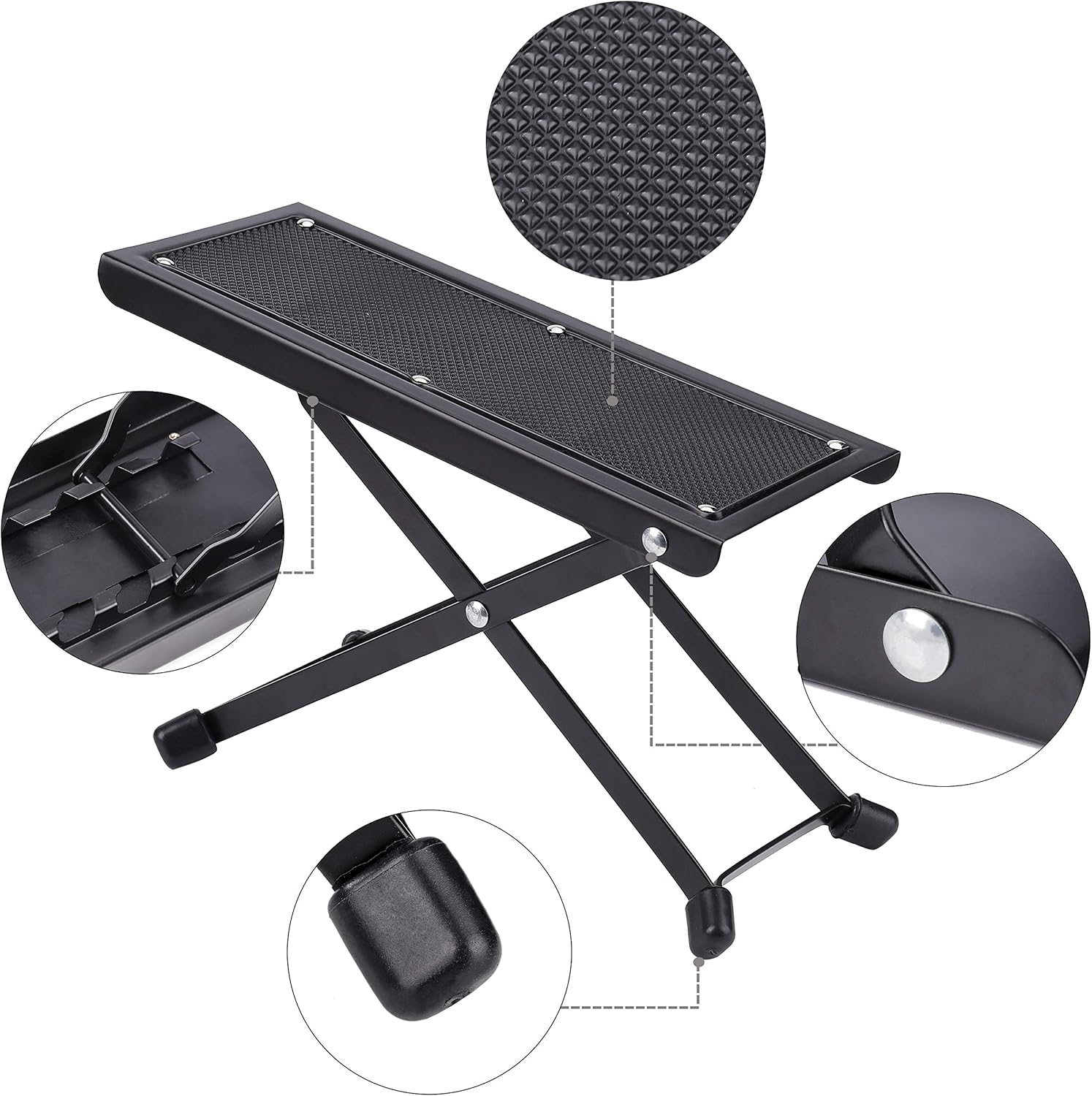 Guitar Foot Rest Pedal, Sturdy Guitar Footstool with 6 Height ...