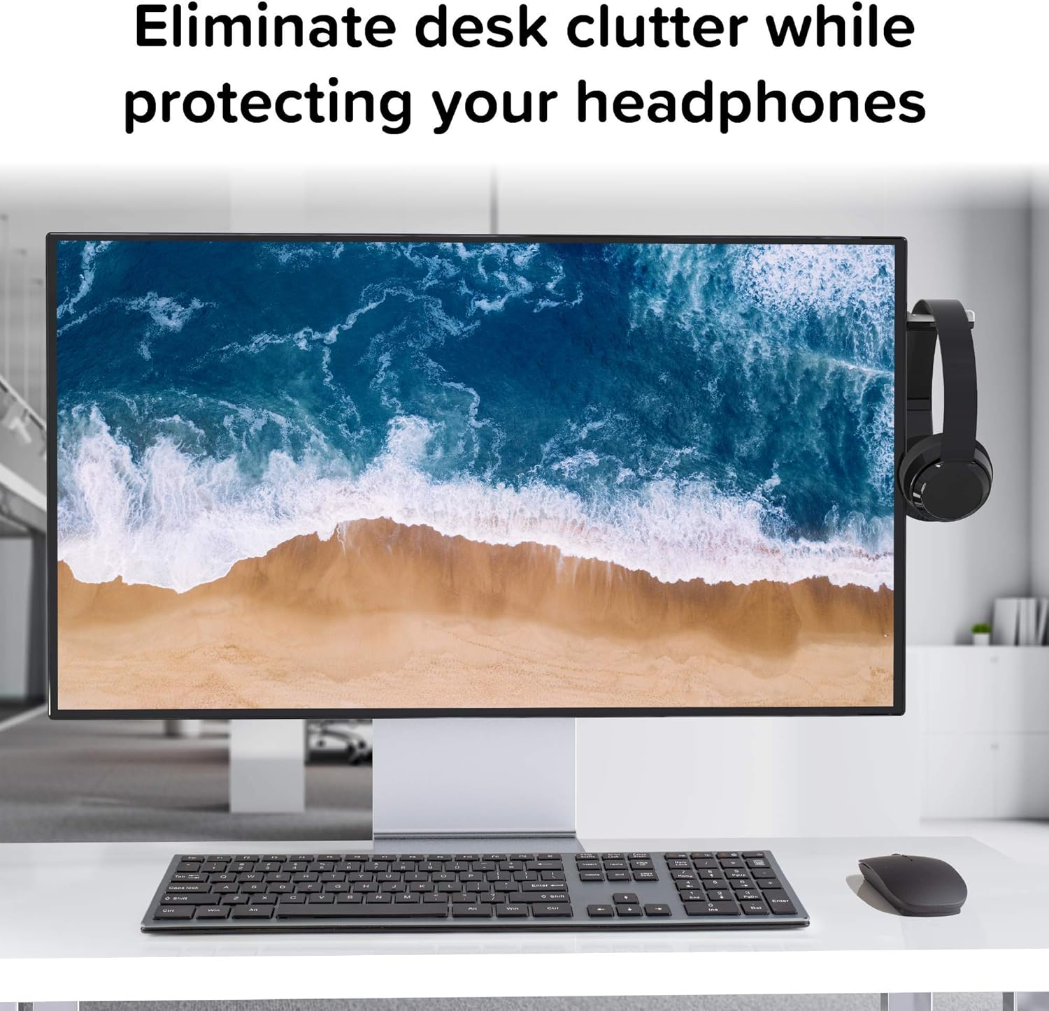 TotalMount Universal Headphone Holder Headset Stand Hanger PC Monitor for All Over-Ear and On ...