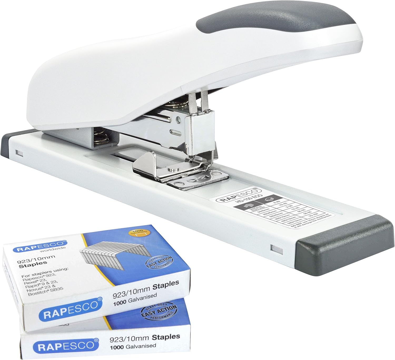 Rapesco 1391 ECO HD-100 923/10 mm Heavy Duty Stapler and Staples (Pack ...