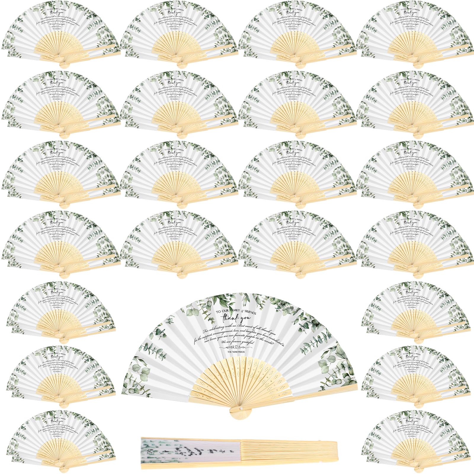 Unittype 100 Pcs Wedding Folding Fans for Guests Bamboo Folded Hand Fan ...