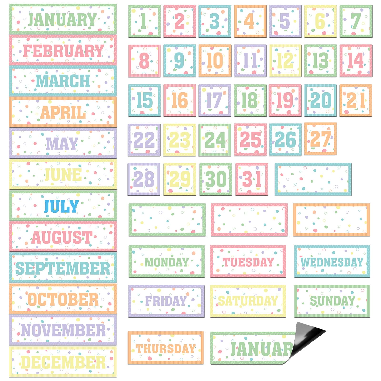 Ireer 54 Pcs Calendar Magnets Numbers Pastel Magnetic Calendar for ...