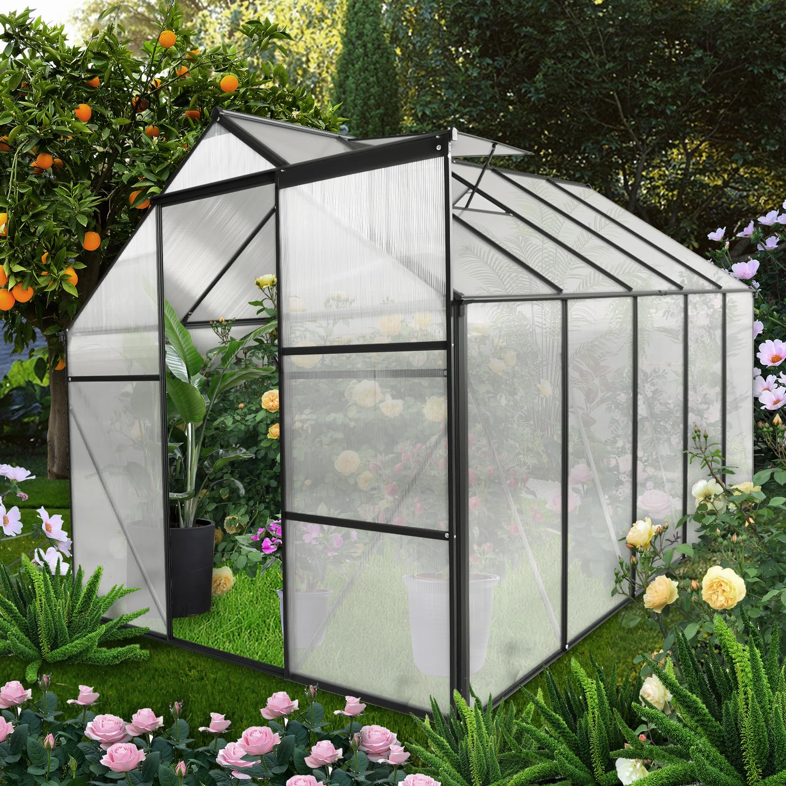 BOX 1 0F 2, NON REFUNDABLE** Jintop 6x10 FT Polycarbonate Greenhouse ...