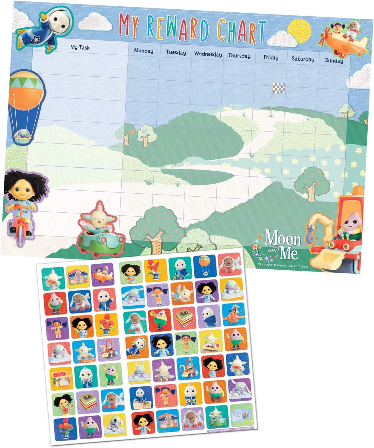 Paper Projects 01.70.30.013 Moon and Me Reward Chart and Stickers ...