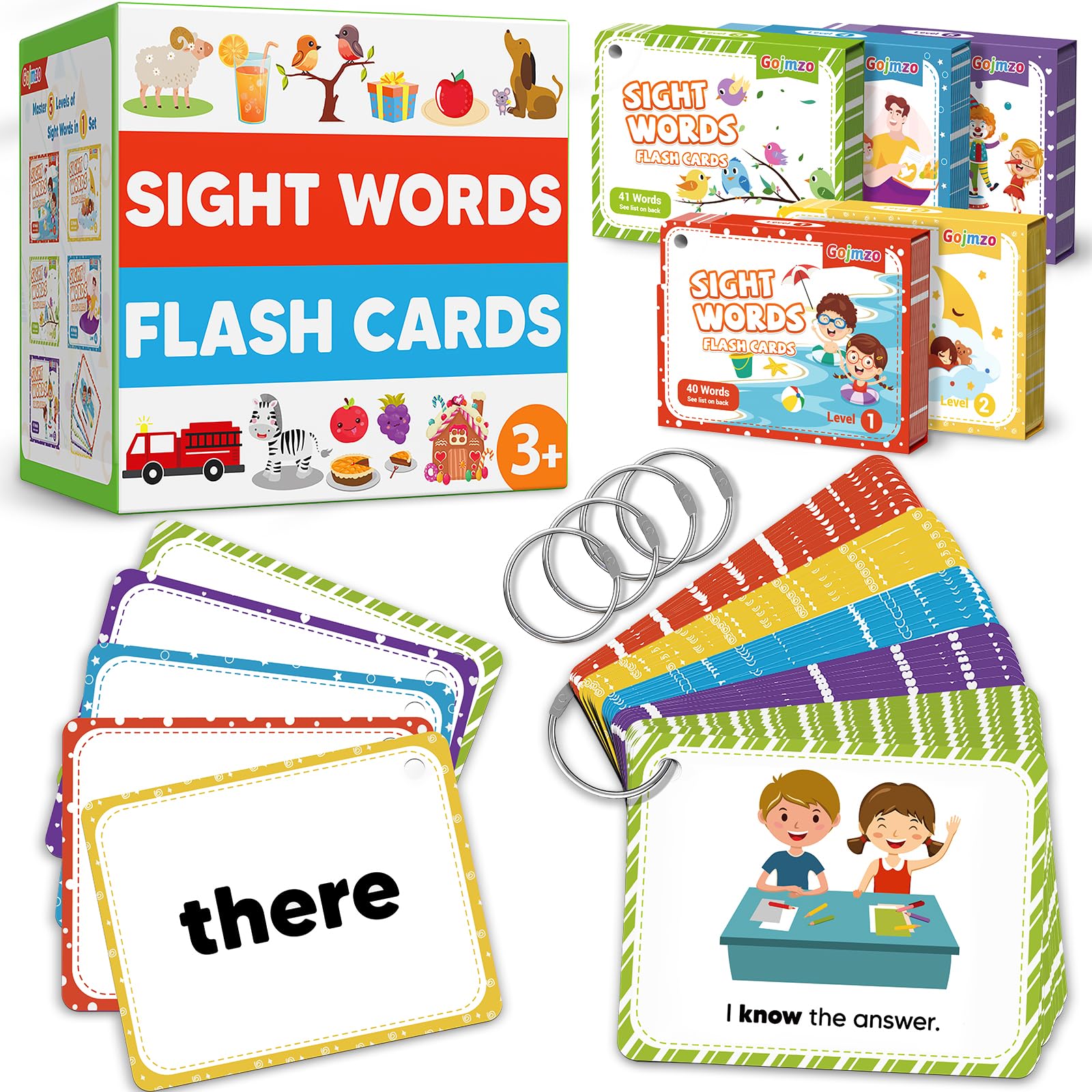 Mua Gojmzo Sight Words Flash Cards Kindergarten Preschool Learning ...