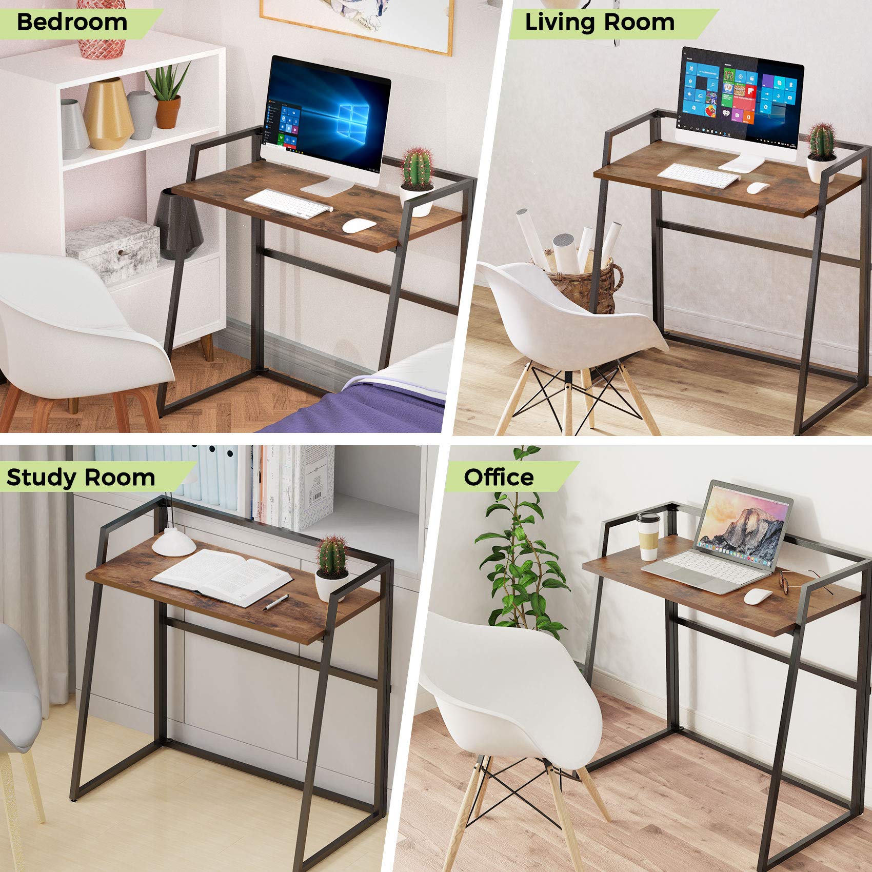 EUREKA ERGONOMIC Modern Folding Computer Desk Teen Student Dorm Study ...
