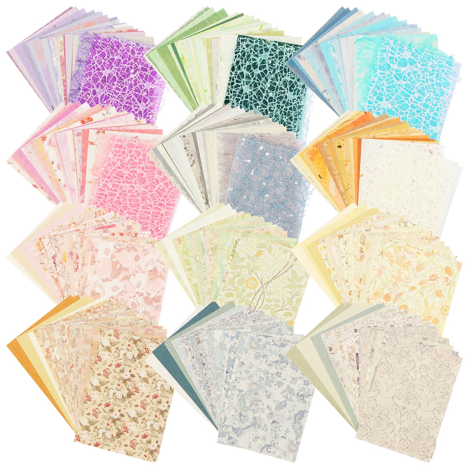 OFNMY Scrapbook Paper Set,186Pcs Textured Scrapbook Paper and Mesh ...