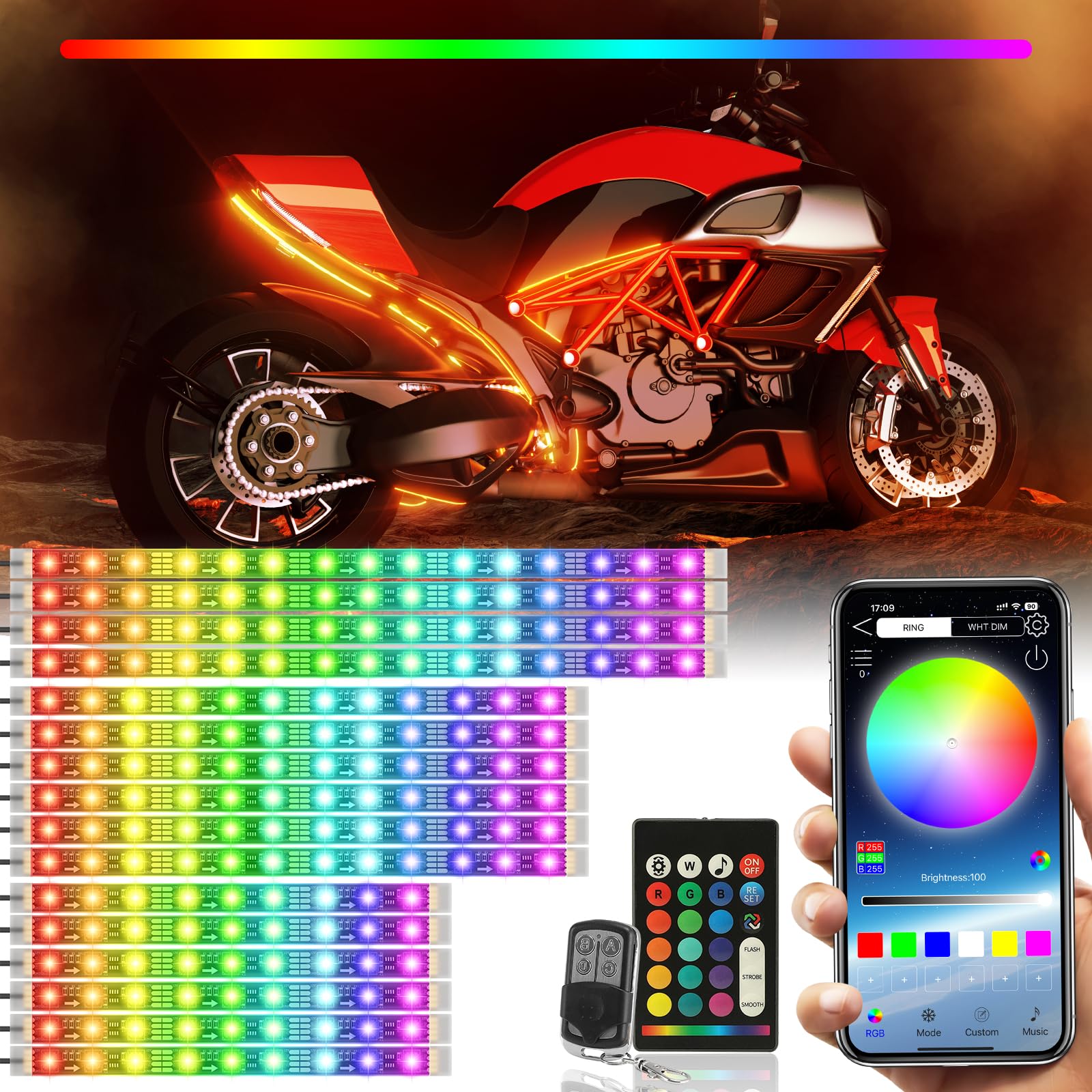 Mua SUNPIE Motorcycle Underglow LED Light Kit Upgrade Color Mode 16 PCS ...