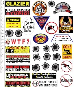 hard hat stickers, GLAZIER 34 STICKER PACK - - Amazon.com