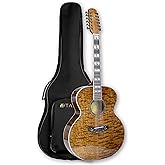 Amazon.com: TARIO Antique Jumbo Body Acoustic Guitar Quilted Maple body ...