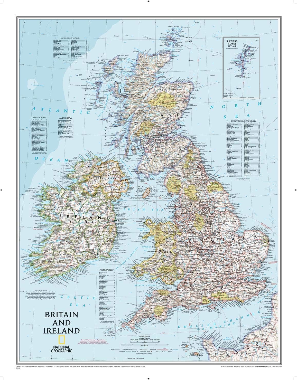 National Geographic: Britain and Ireland Classic Wall Map - 23.5 x 30. ...