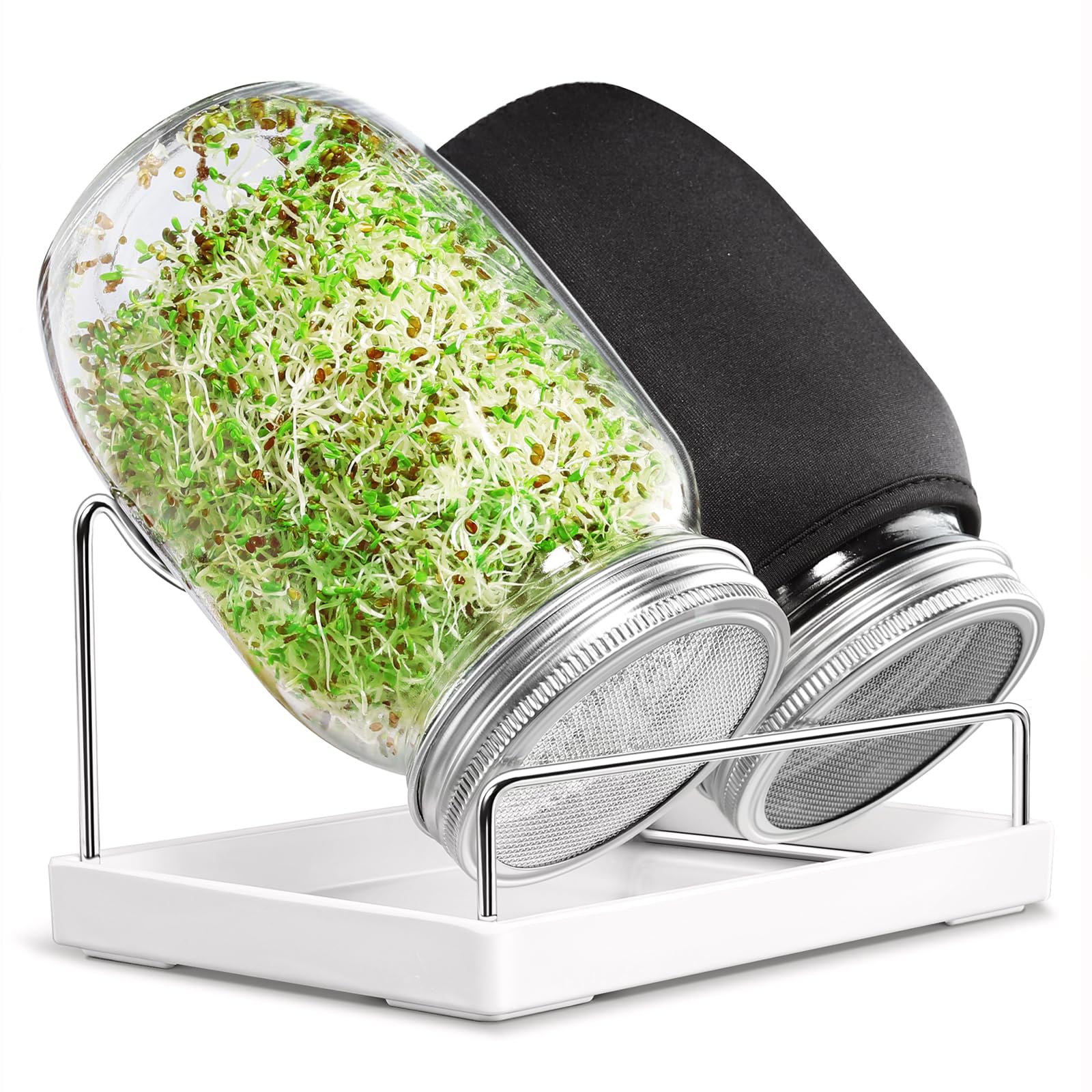 SBMKK Seed Sprouting Jar Kit - 2 Wide Mouth Mason Jars with 316 ...