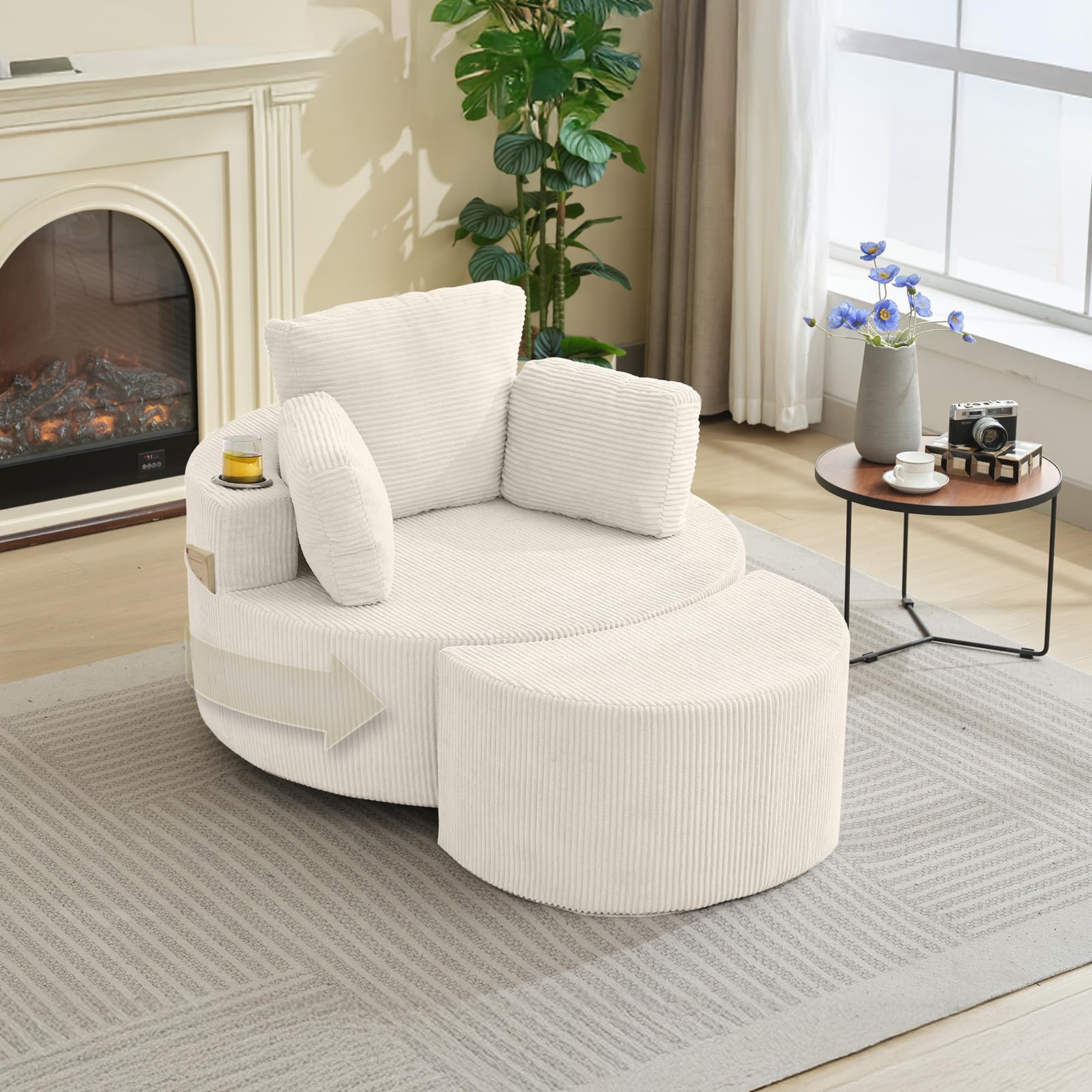 Estevo Swivel Accent Chair 37" W Swivel Recliner Comfy Upholstered ...