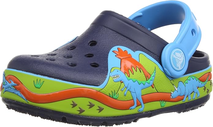 Crocs Unisex-Child Crocs Lights Dinosaur PS Clogs 16191-4K6-133 Navy ...