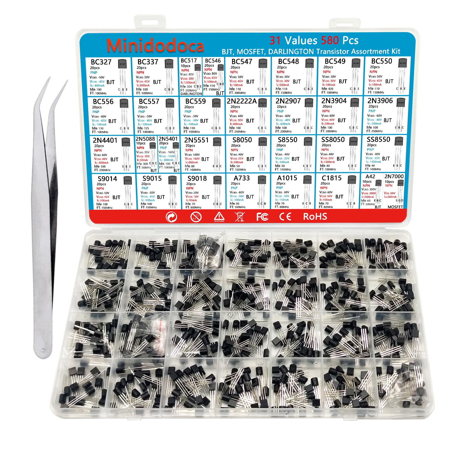 Mua 31 Kinds 580pcs Assorted Type General Purpose TO92 Transistors PNP ...