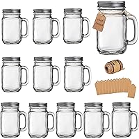Amazon.com: Mason Jar 16 Oz. Glass Mugs with Handle and Lid Set Of 4 - Home Essentials & Beyond ...