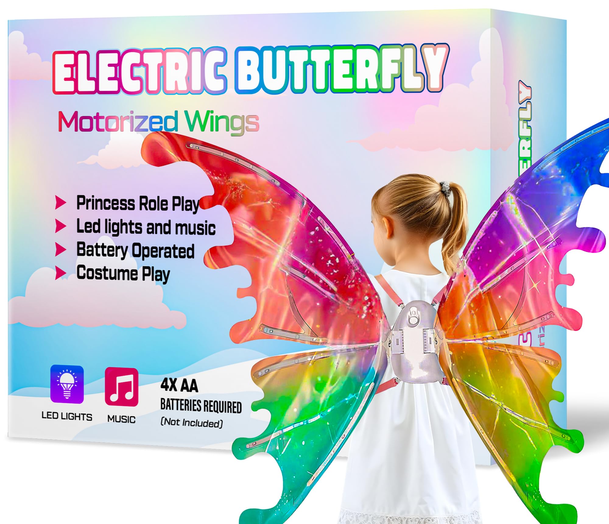 Rovox Electric Butterfly Wings Electric Light Up Flapping Fairy Wings ...