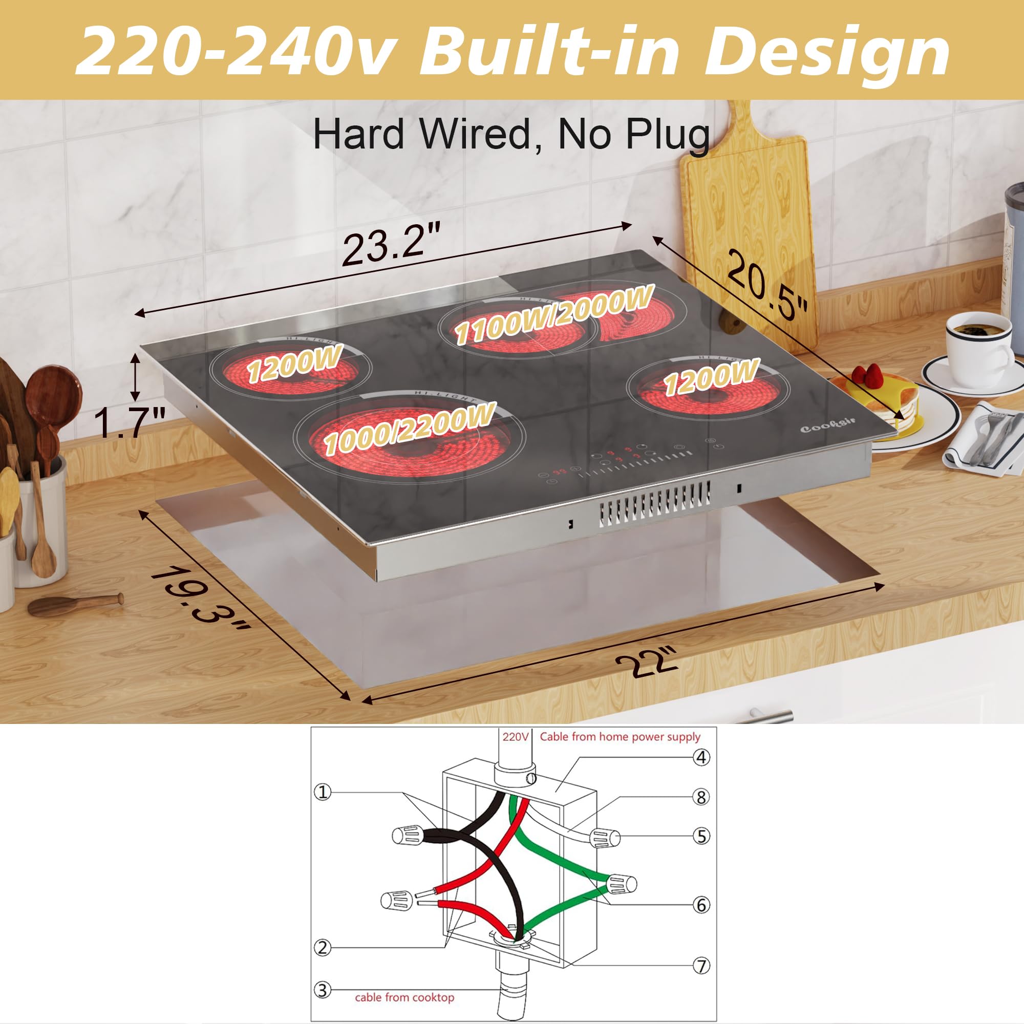 Mua 4 Burner Electric Cooktop - 24 Inch Electric Stovetop Built-in ...