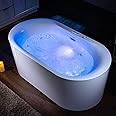 WOODBRIDGE 59" x 31-1/2" Whirlpool Water Jetted and Air Bubble Freestanding Heated Soaking ...