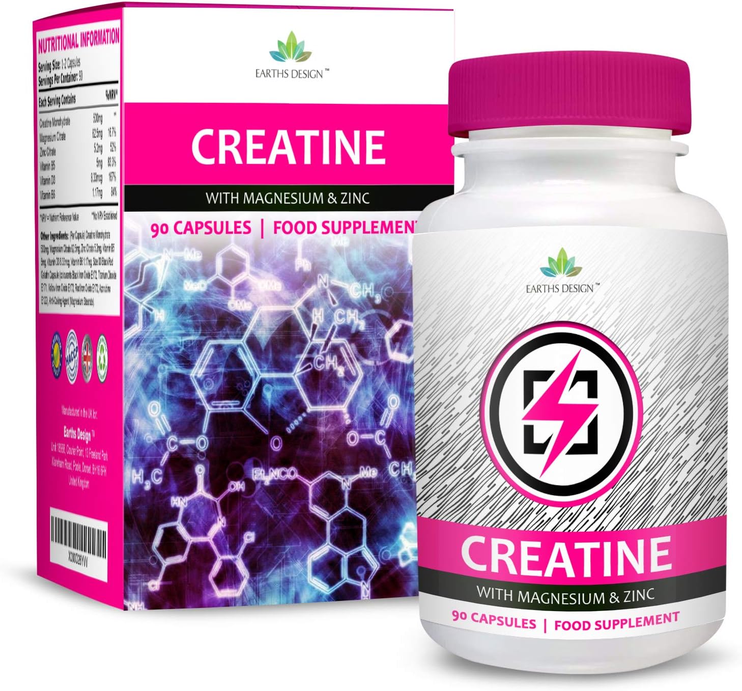 Creatine – Creatine Monohydrate with Magnesium, Zinc, Vitamin B5 ...