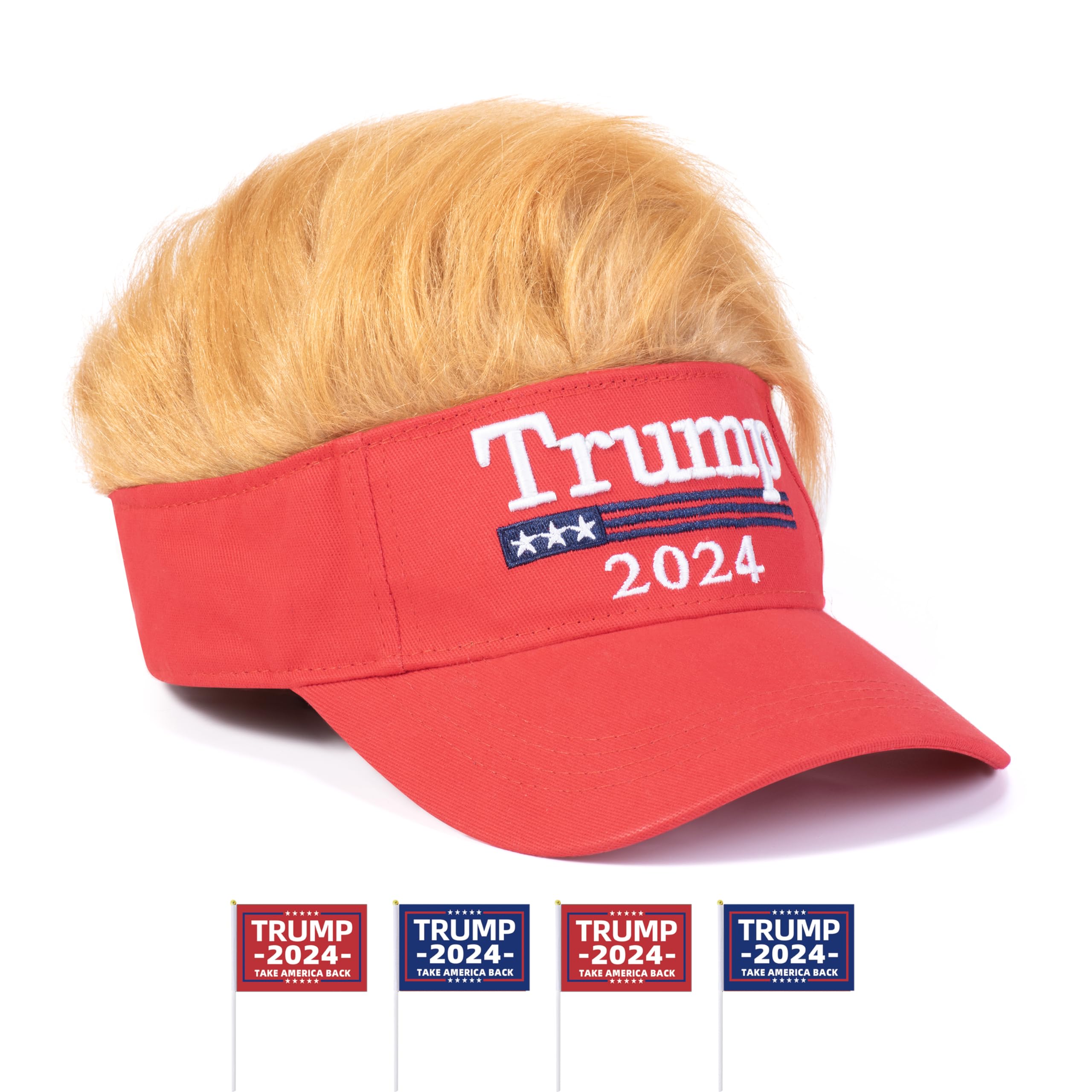 Ouraqto Trump 2024 Hat MAGA Hats with Hair Trmp Merchandise Donald ...