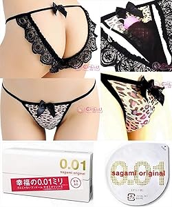 Amazon | CATSelect oバック コンドーム 0.01 サガミ お試し1個付 下着セット ローターポケット とびっこ o7 黒 F | CATSelect(キャットセレクト ...